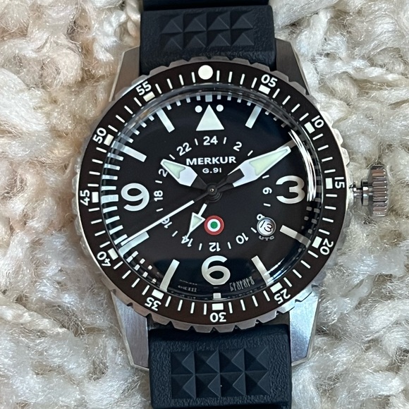 Merkur | Accessories | Euc Merkur Gmt 4 Mm Mens Military Automatic ...